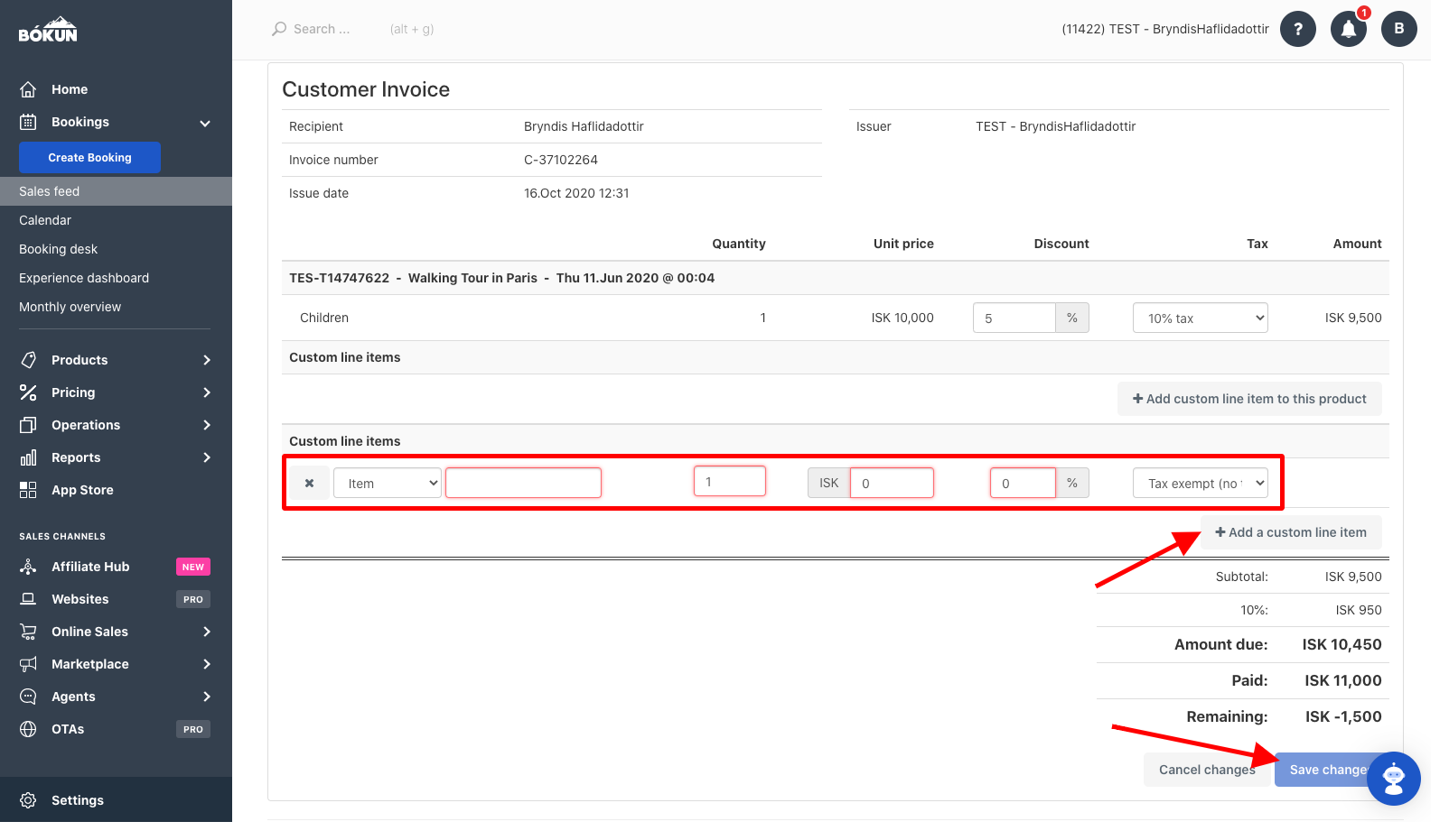 How To Add Line Items To Bookings B kun Help Center